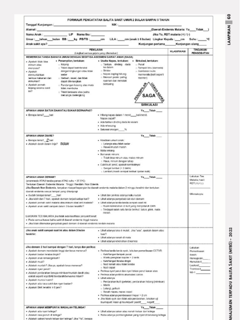 Formulir MTBS Dan MTBM Versi 2021 | PDF