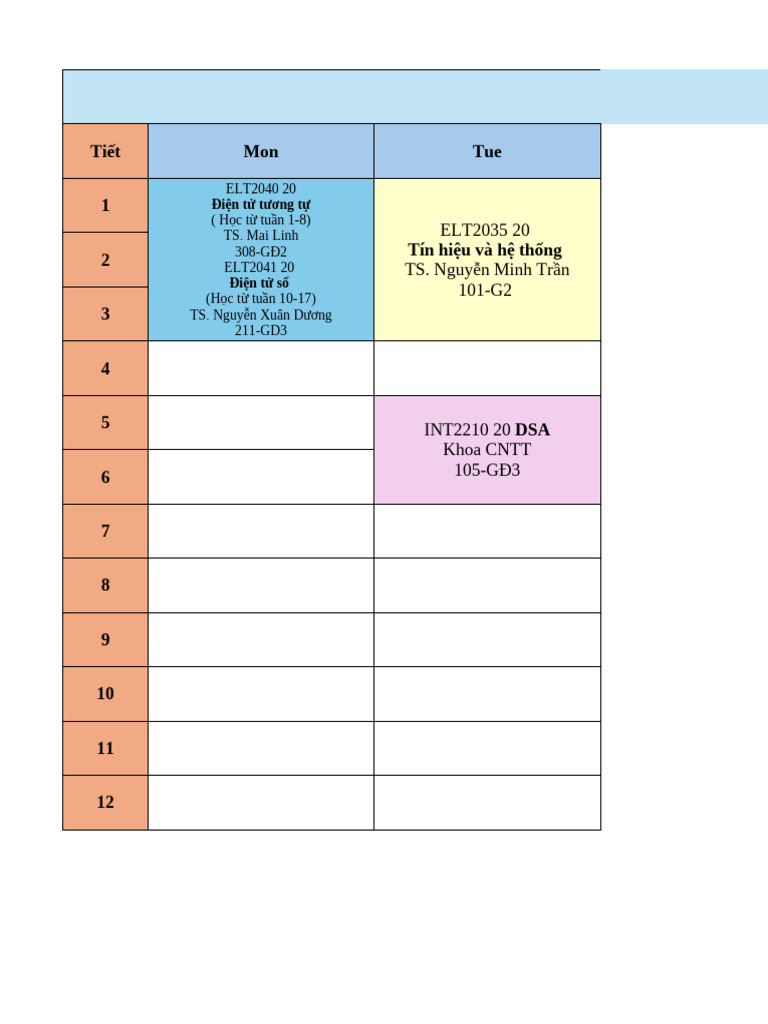 TKB - Kì 1 - Năm 2 | PDF