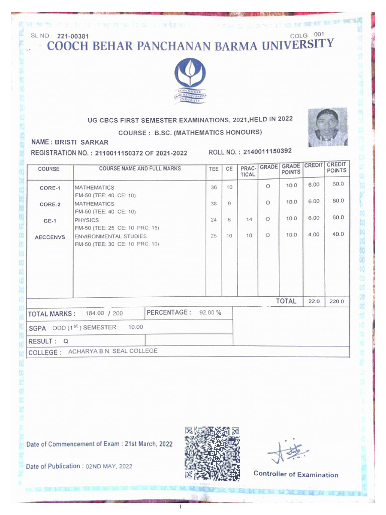 Marksheet Graduation | PDF