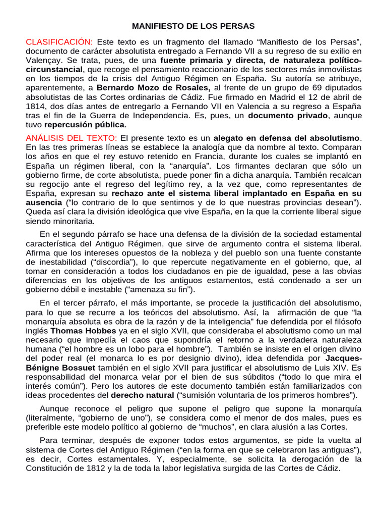 Manifiesto de Los Persas | PDF