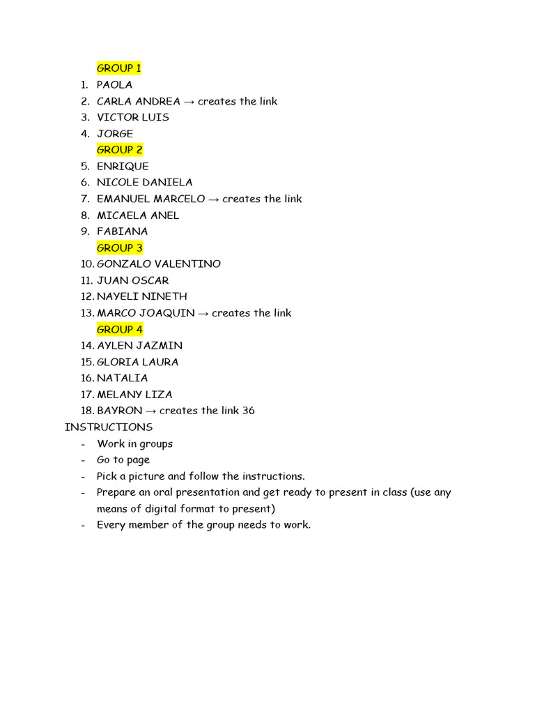 Group Presentation Instructions | PDF