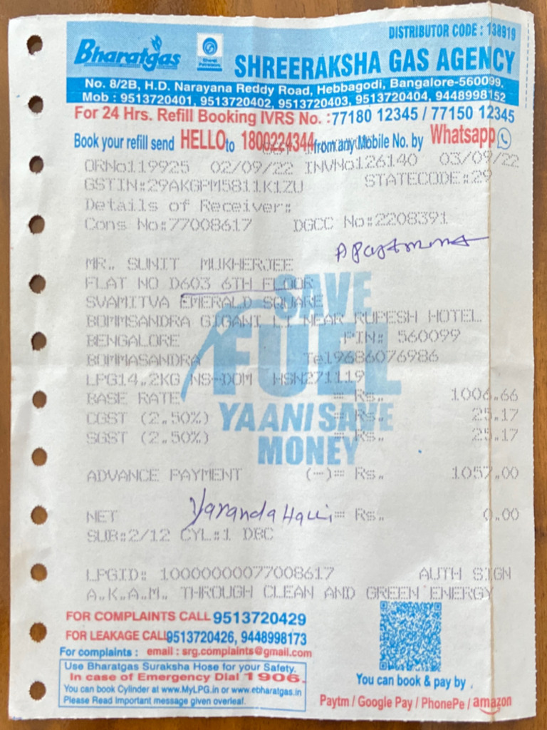 Bharat Gas Bill | PDF