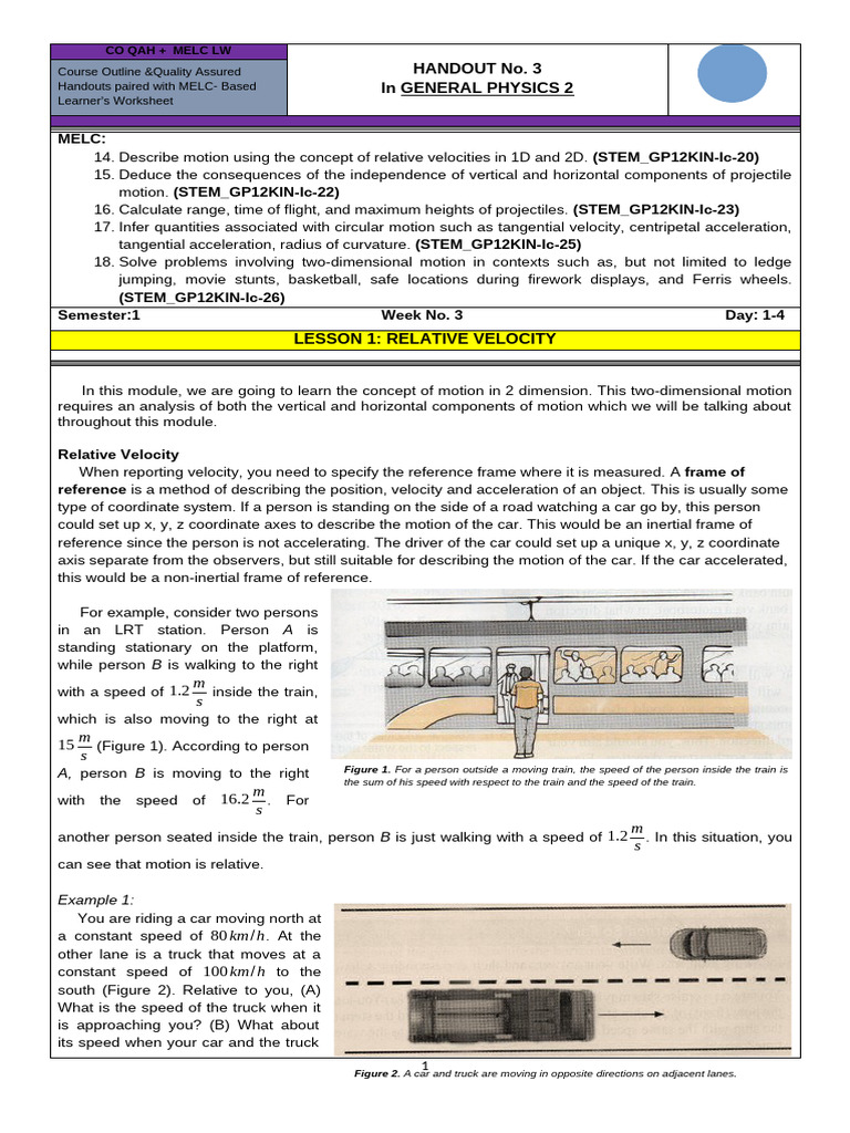 Physicsworksheetshandouts1 Q3 SY24-25 | PDF | Acceleration | Physics