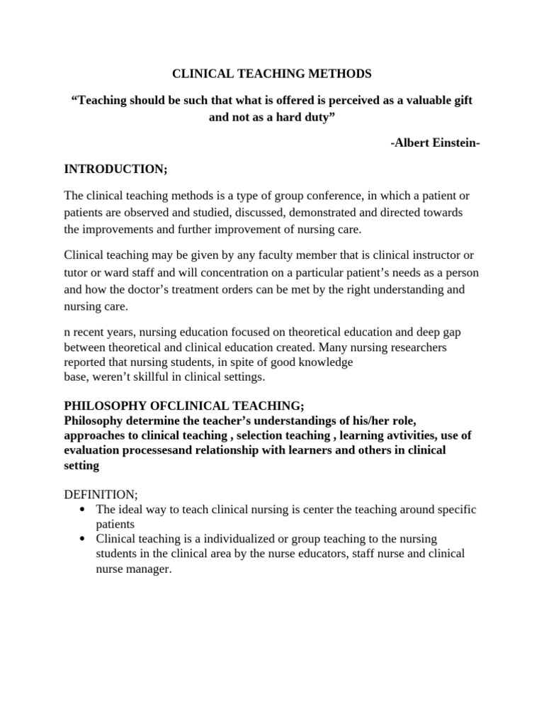 Clinical Teaching Methods | PDF