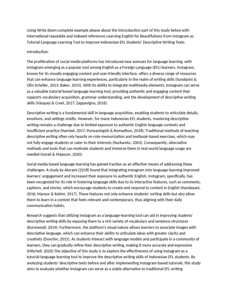 Instagram as a Tool for EFL Writing | PDF | Learning | Language Acquisition