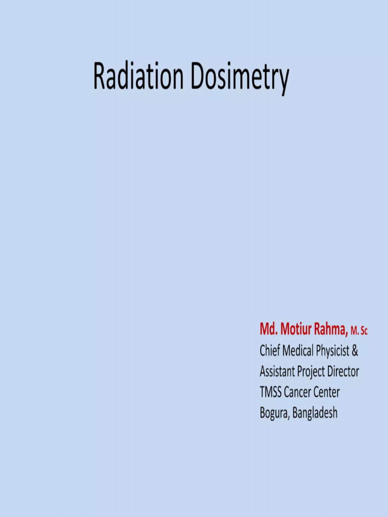 Radiation Dosimetry | PDF