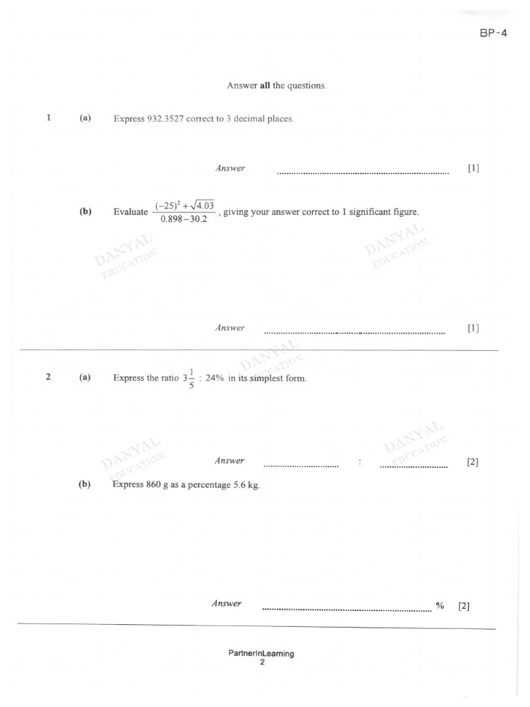 Ang Mo Kio Sec1 2022 P1 Q | PDF | Mathematics | Arithmetic