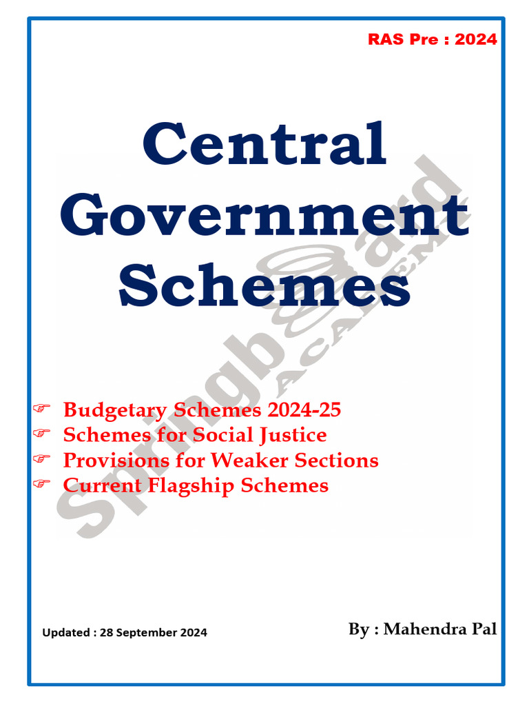Schemes Center Govt Eng Ras Pre 2024 by Mahend 241001 200743 | PDF ...