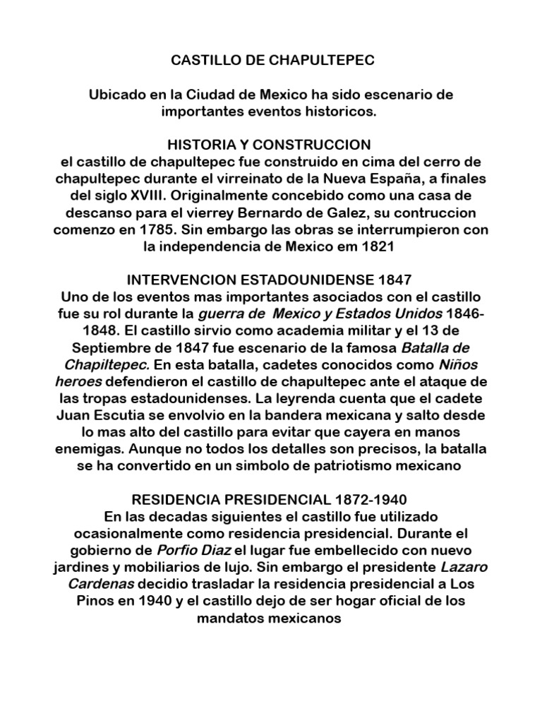 Documento Del Castillo de Chapultepec | PDF | México