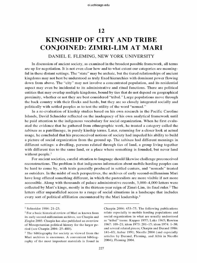 Fleming D.E. - Kingship of City and Tribe Conjoined - Zimri-Lim at Mari ...