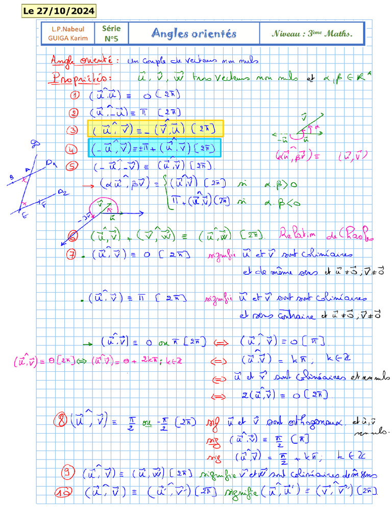 Angles Orientés Rappel Propriétés | PDF