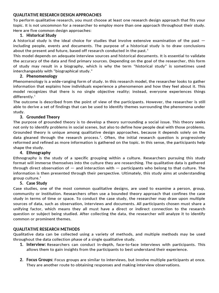 Qualitative Research Design Guide | PDF | Experiment | Methodology