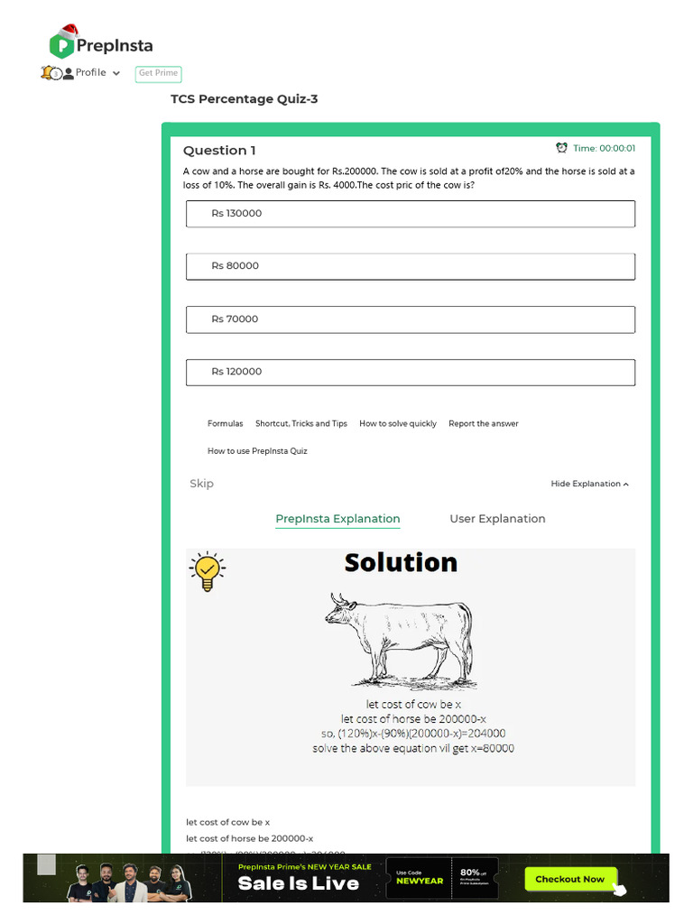 TCS Percentage Quiz-3 PREP INSTA | PDF | Computing