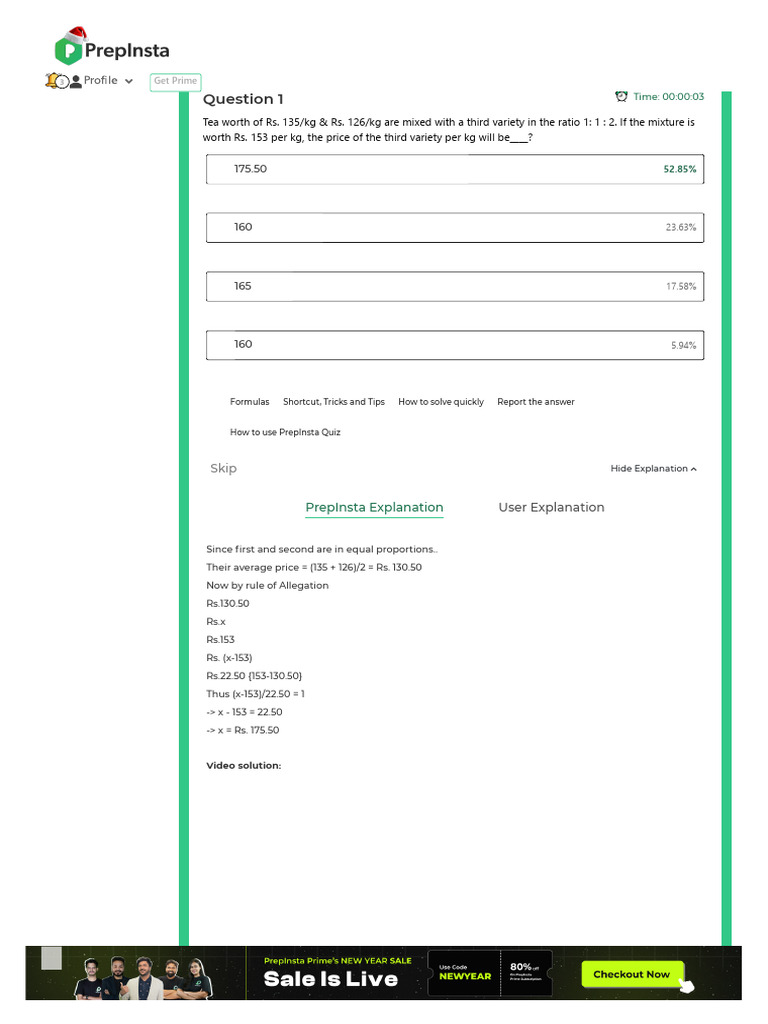 TCS Allegations and Mixtures Quiz-3 PREP INSTA | PDF | Odds | Computing