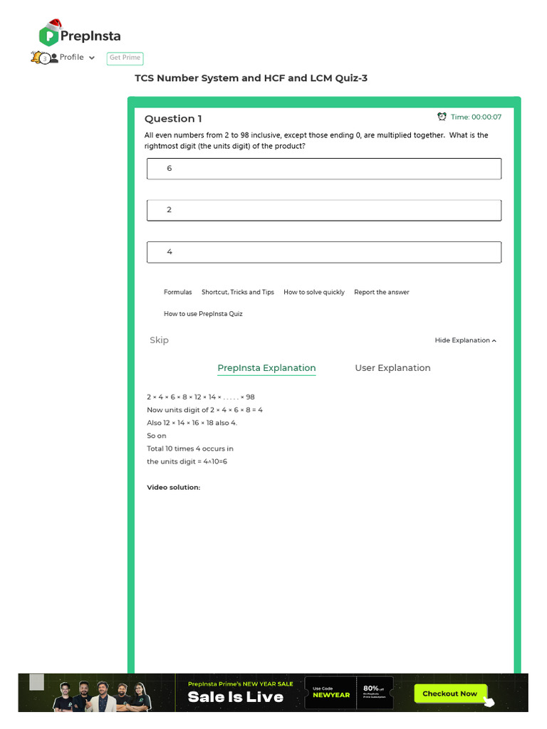 Tcs Number System and HCF and LCM Quiz-3 Prep Insta | PDF | Computing