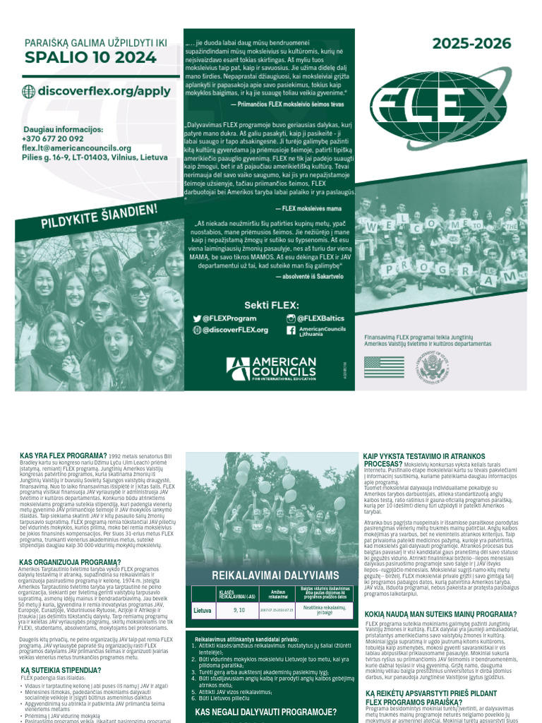 Flex 2025-26 Brochure Lithuanian | PDF