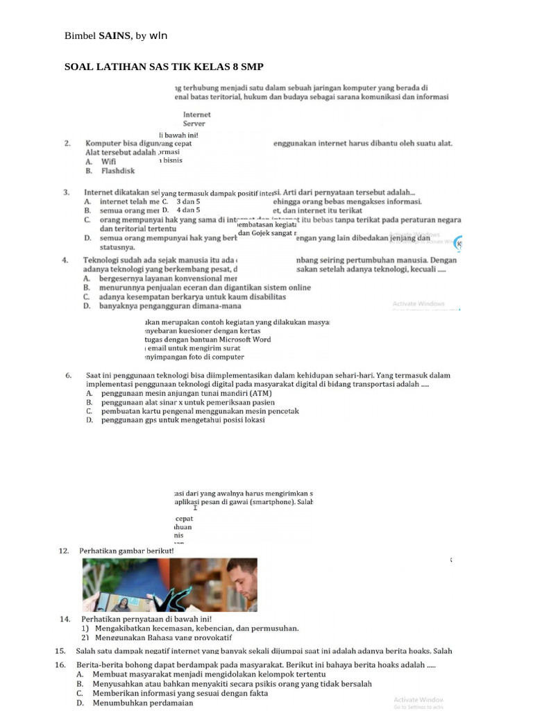 SOAL LATIHAN SAS TIK KELAS 8 SMP | PDF