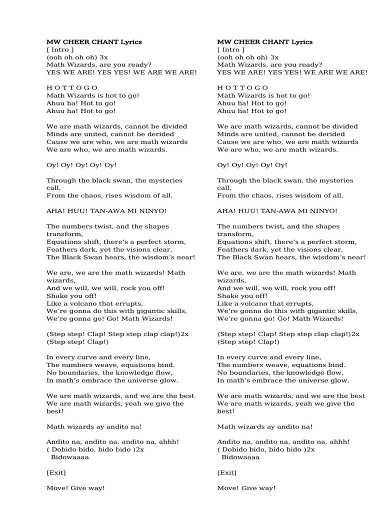 Cheer Chant Lyrics | PDF | Mathematics
