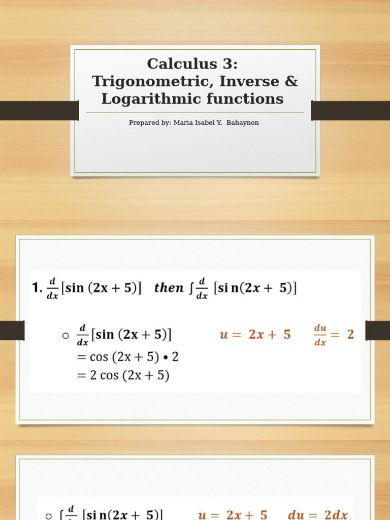 Trigonometric, Inverse and Logarithmic Differentiation and Integral | PDF