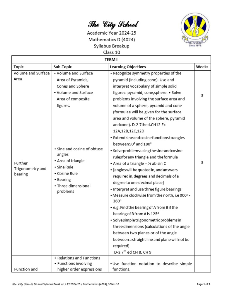 Math-4024 Class 10 2024-2025 | PDF | Function (Mathematics) | Triangle