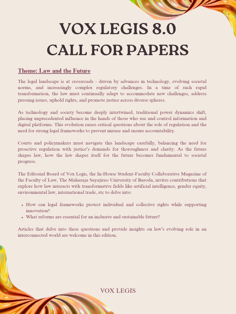 Vox Legis 8.0 - Call For Papers (Extended) - 20241207 - 200008 - 0000 ...