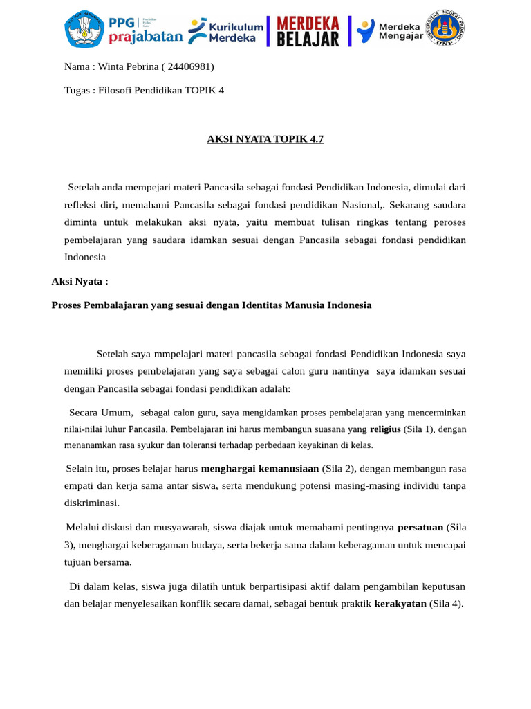 Aksi Nyata Topik 4 FPI | PDF