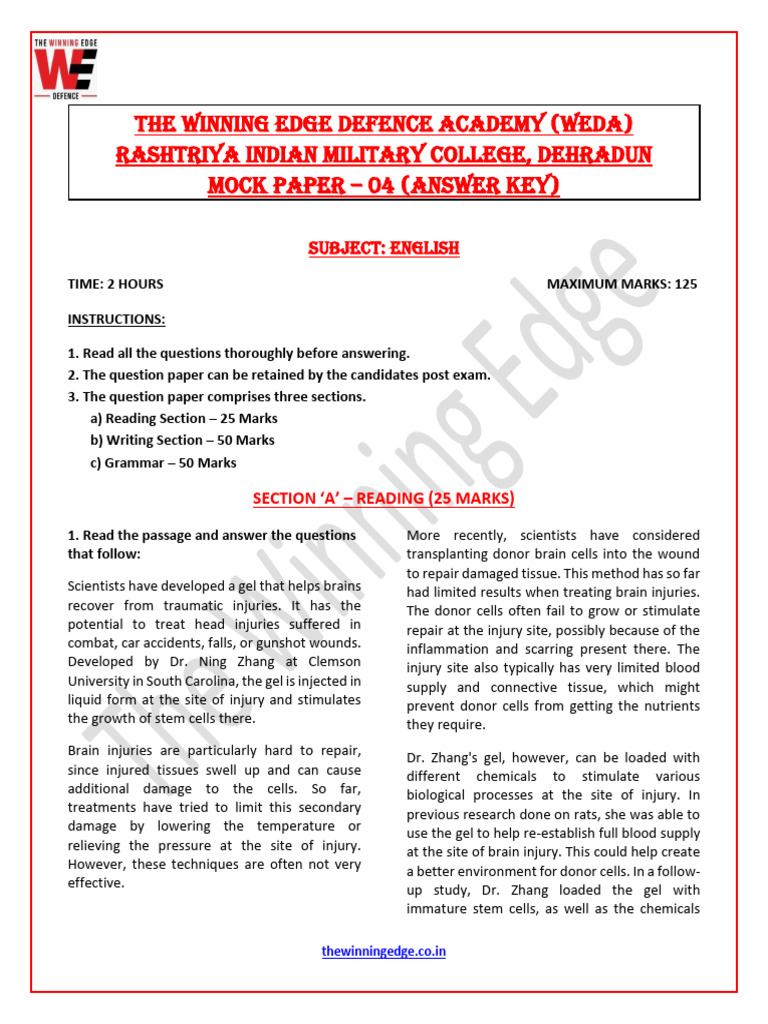 Mock Paper - 4 Rimc (Final) Translate | PDF | Brainstem