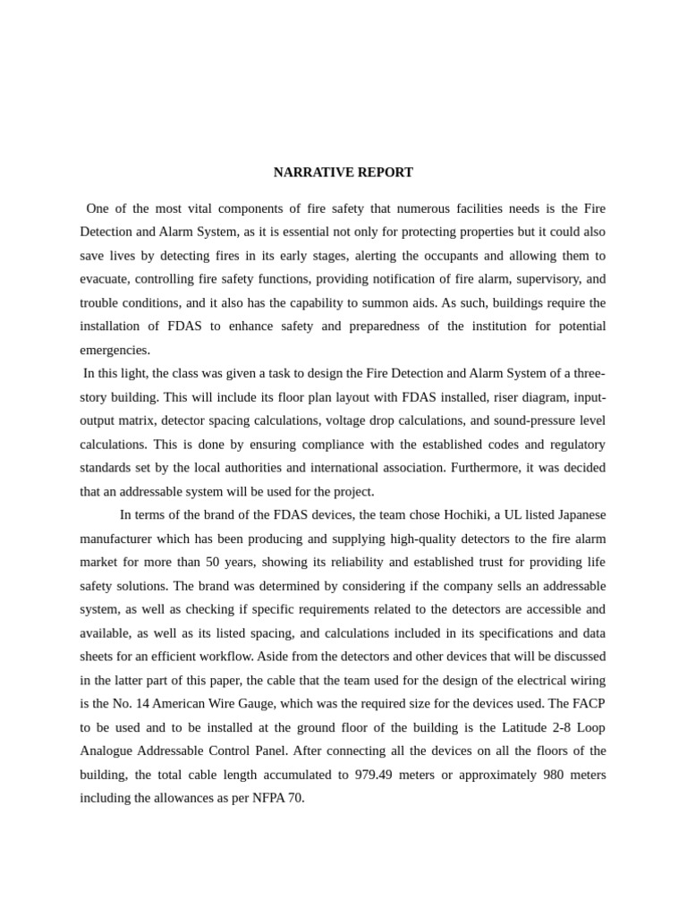 NARRATIVE | PDF | Fire Safety | Sensor