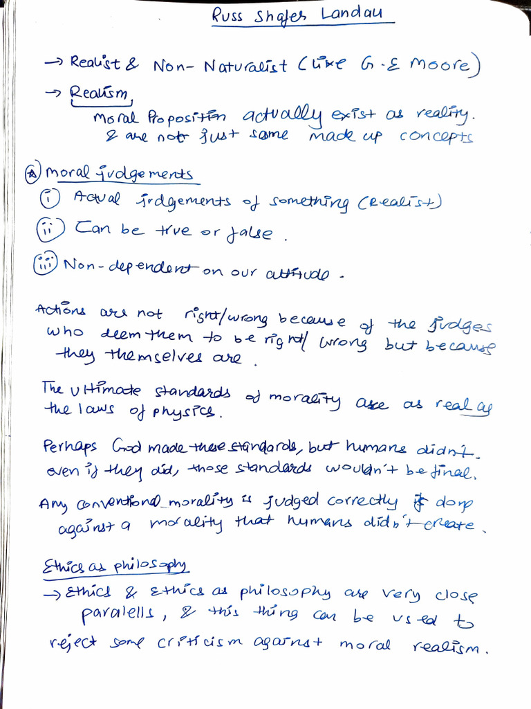 Russ Shafer Landau - A Defence of Ethical Non Naturalism | PDF