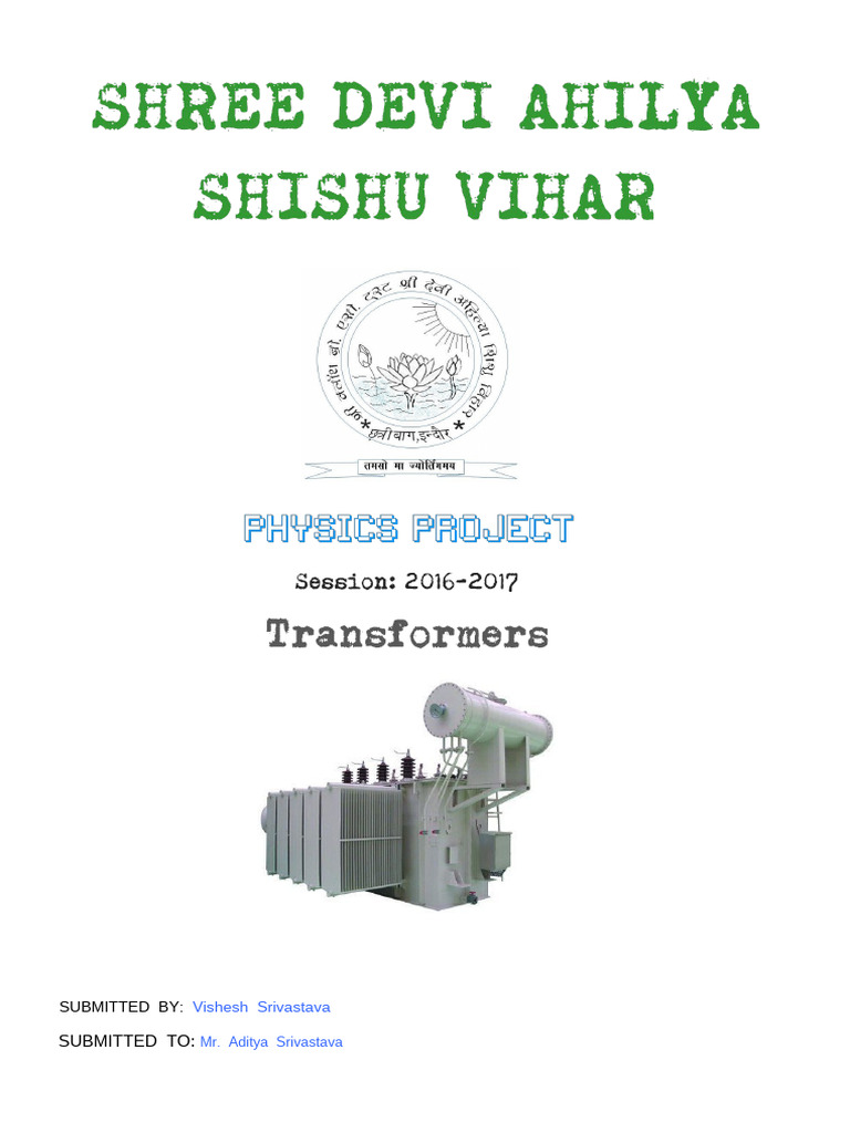 Transformer XII Physics Investigatory Project-1 | PDF | Transformer ...