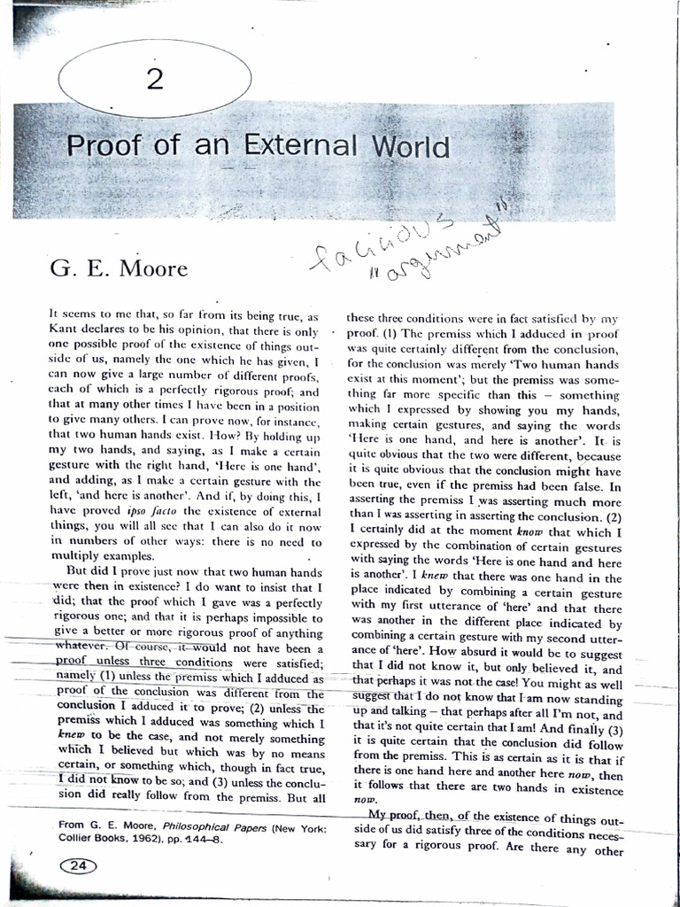 Moore - Proof of An External World | PDF
