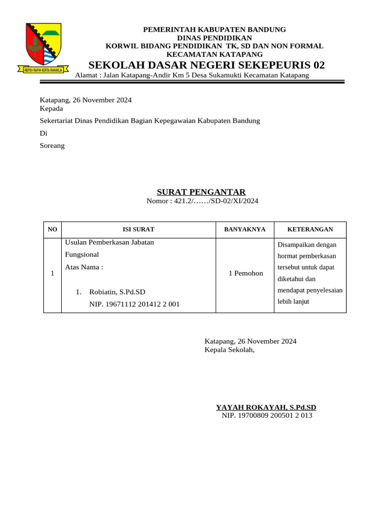Surat Pengantar Jafung | PDF