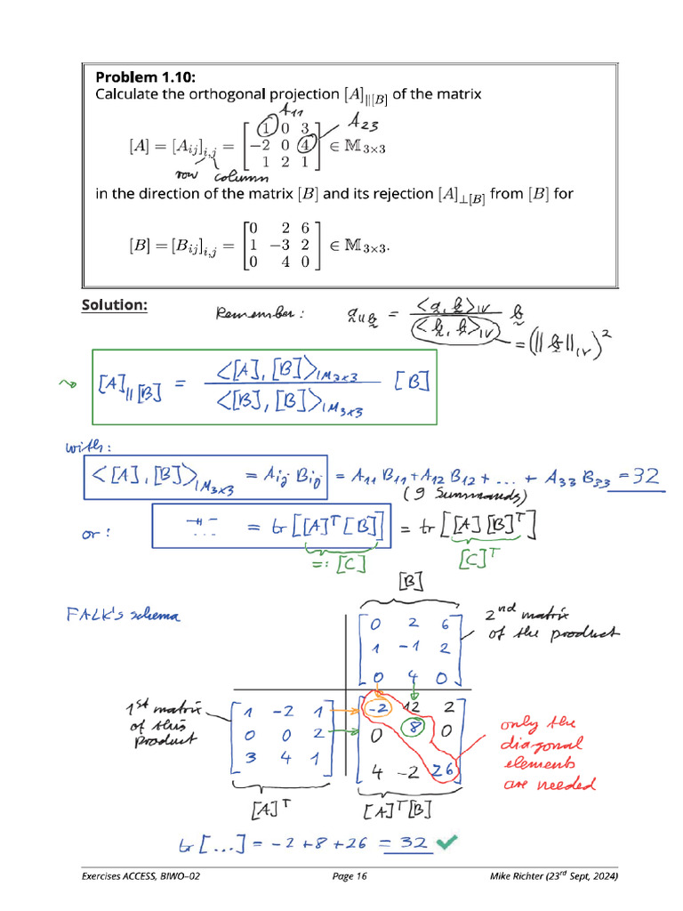 Exercise 03 Projection of Matrices, Proof Vector Identity, Start Linear Mapping | PDF