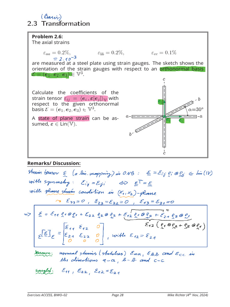 Exercise 05 Application Strain Gauges - Basis Transformation, Orthogonal Projection | PDF