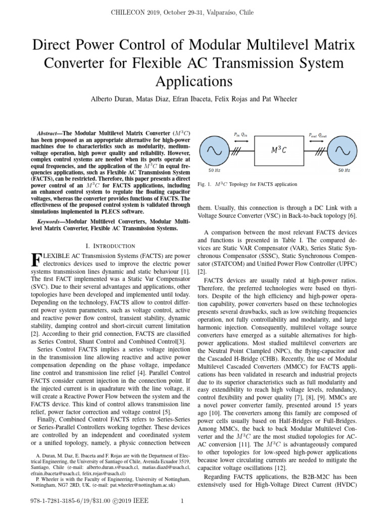 Direct Power Control of Modular Multilevel Matrix Converter For ...