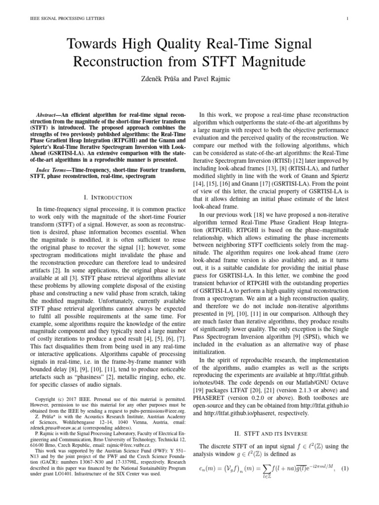 Towards High Quality Real-Time Signal Reconstruction From STFT ...