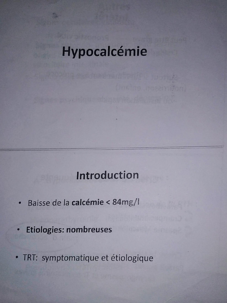 Hypocalcémie | PDF