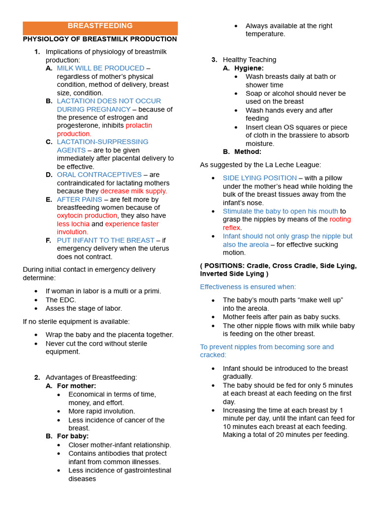 Breastfeeding Reviewer Pdf Breastfeeding Breast Milk
