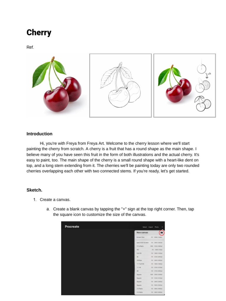 Drawing Realistic Cherries Step-by-Step | PDF | Leaf