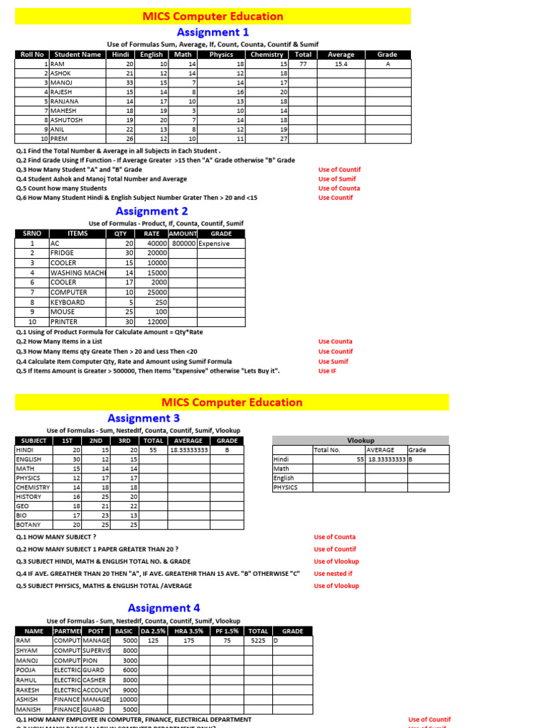 Advance Excel Assignments-50 | PDF | Fruit