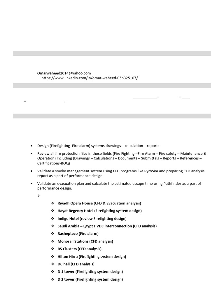 Omar Waheed (Fire Protection Engineer) Resume CV | PDF | Firefighting ...