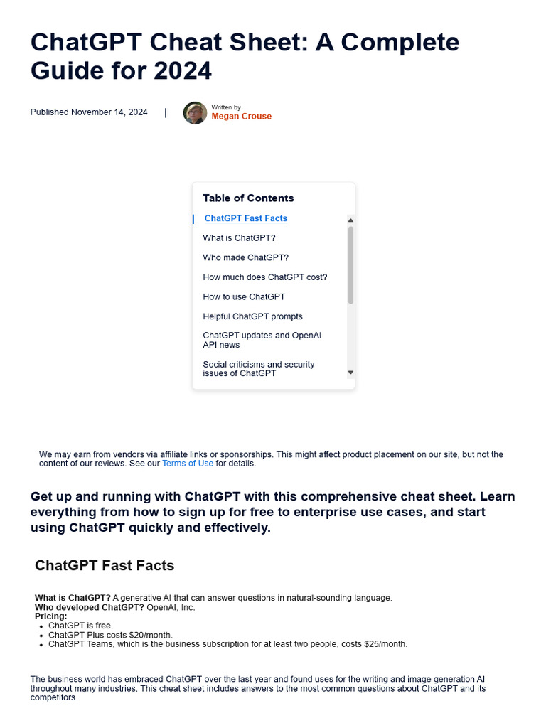 ChatGPT Cheat Sheet_ A Complete Guide for 2024 | PDF | Artificial ... ChatGPT Cheat Sheet_ A Complete Guide for 2024 | PDF | Artificial ...