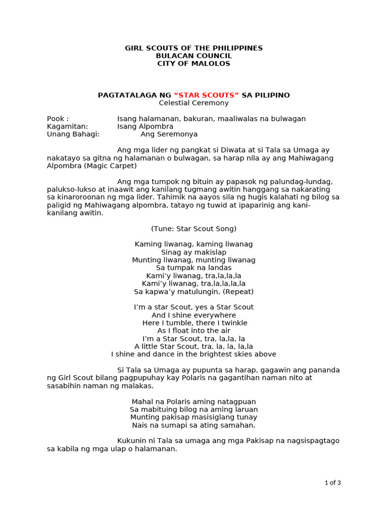 Star Investiture Tagalog | PDF
