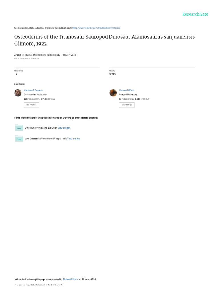 CarranoDEmic15 Alamosaurus Osteoderms | PDF | Paleontology | Mesozoic ...