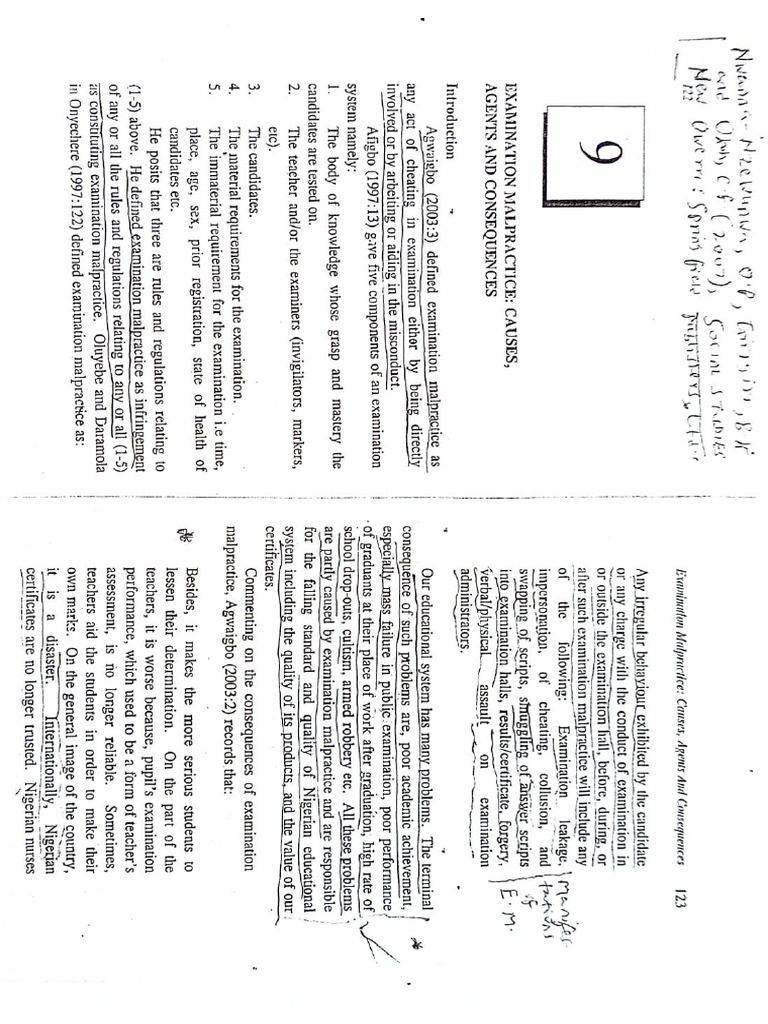 Exam Malpractice Causes and Consequences | PDF