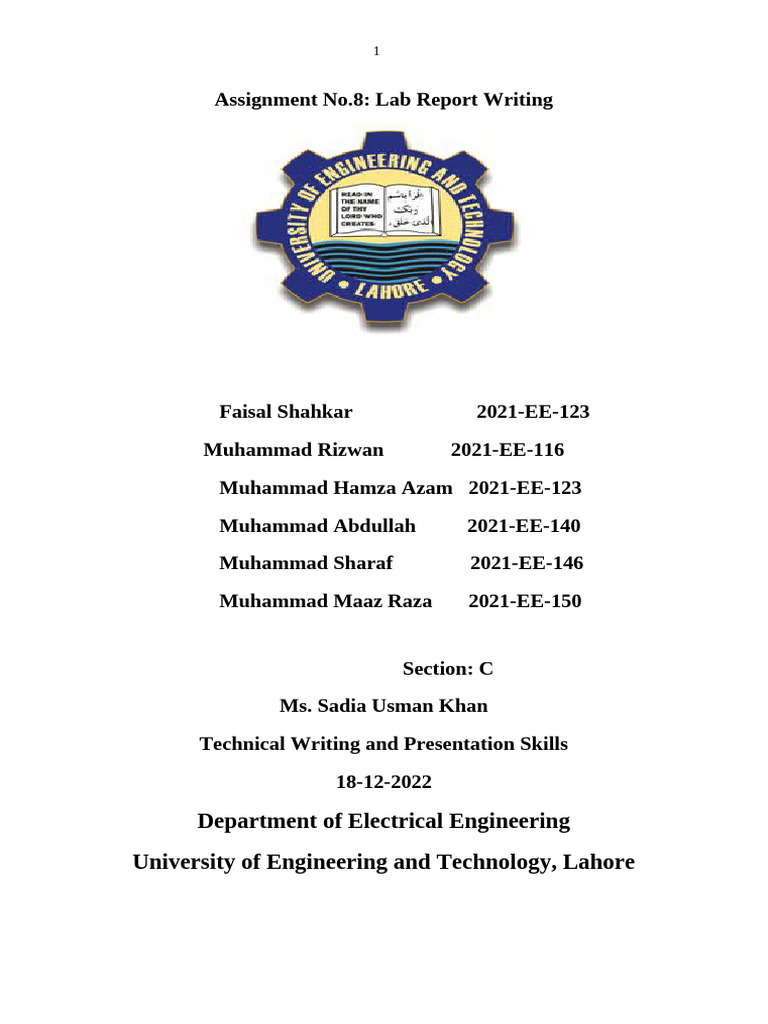 Assignment No.8 Lab Report Writing | PDF | Electric Generator | Machines