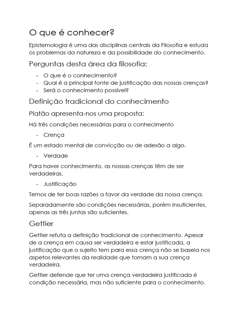 Epistemologia e o Desafio de Gettier | PDF