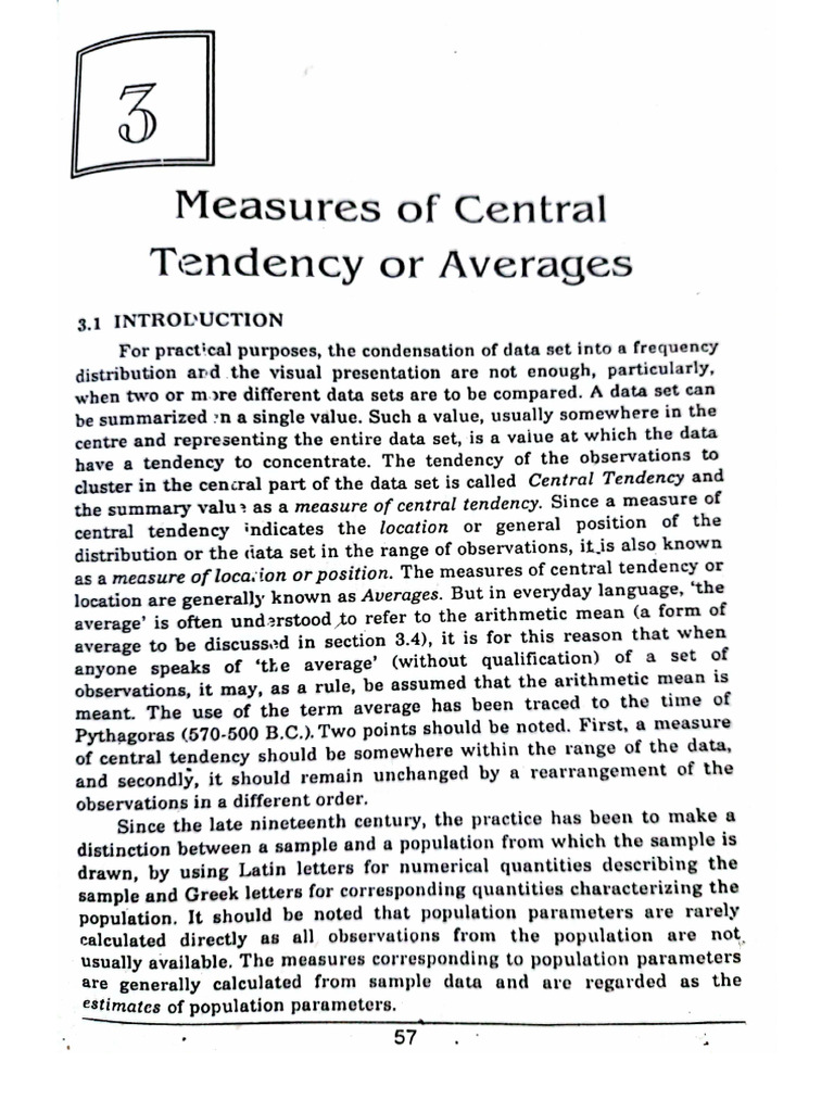 Chapter 3 Measure of Central Tendency | PDF
