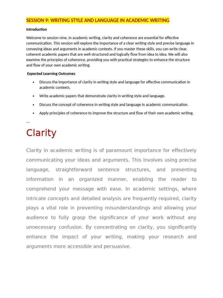 Clarity and Coherence in Academic Writing | PDF | Accuracy And ...