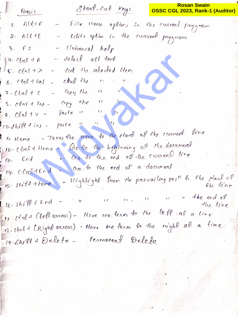 Computer - Handwritten Notes (Rosan Swain) | PDF